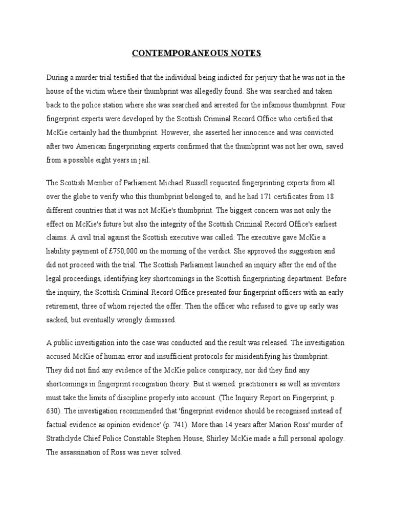 Contemporaneous Notes | PDF