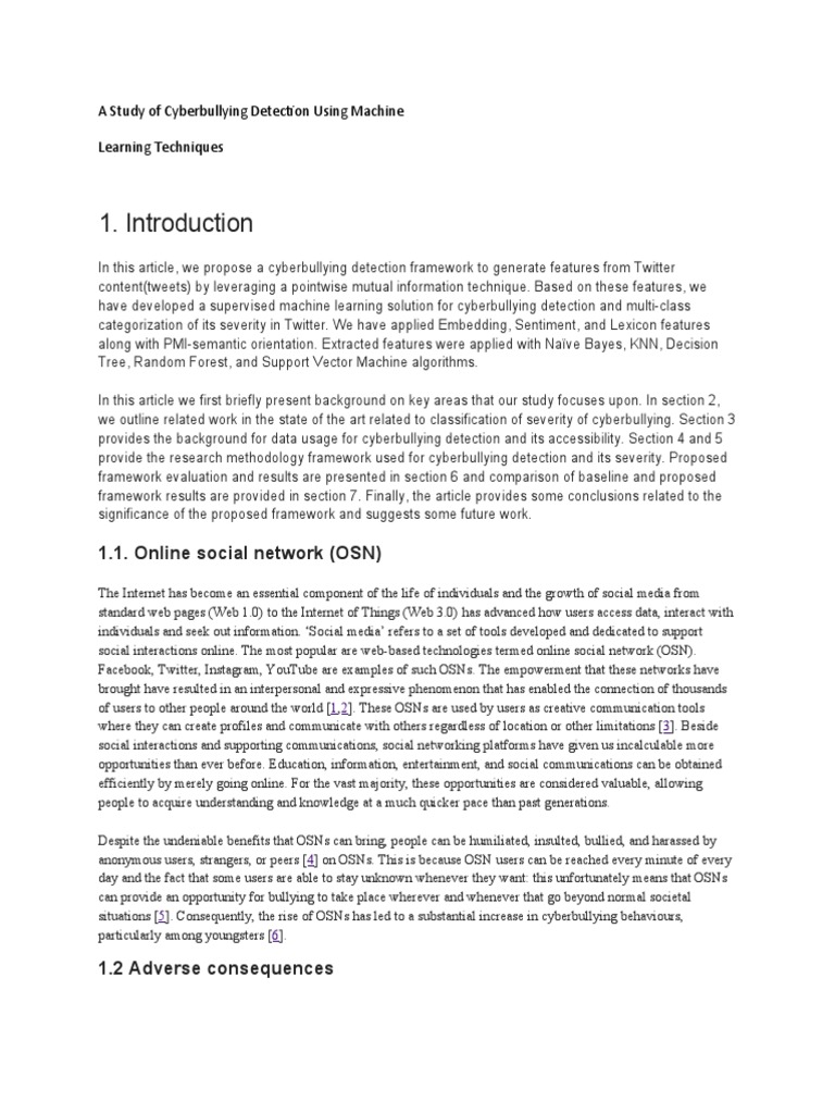 A Study of Cyberbullying Detection Using Machine | PDF | Support Vector ...
