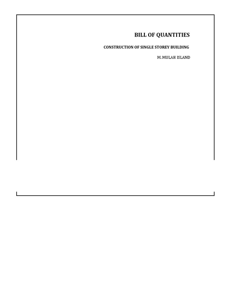Bill of Quantities: Construction of Single Storey Building | PDF ...