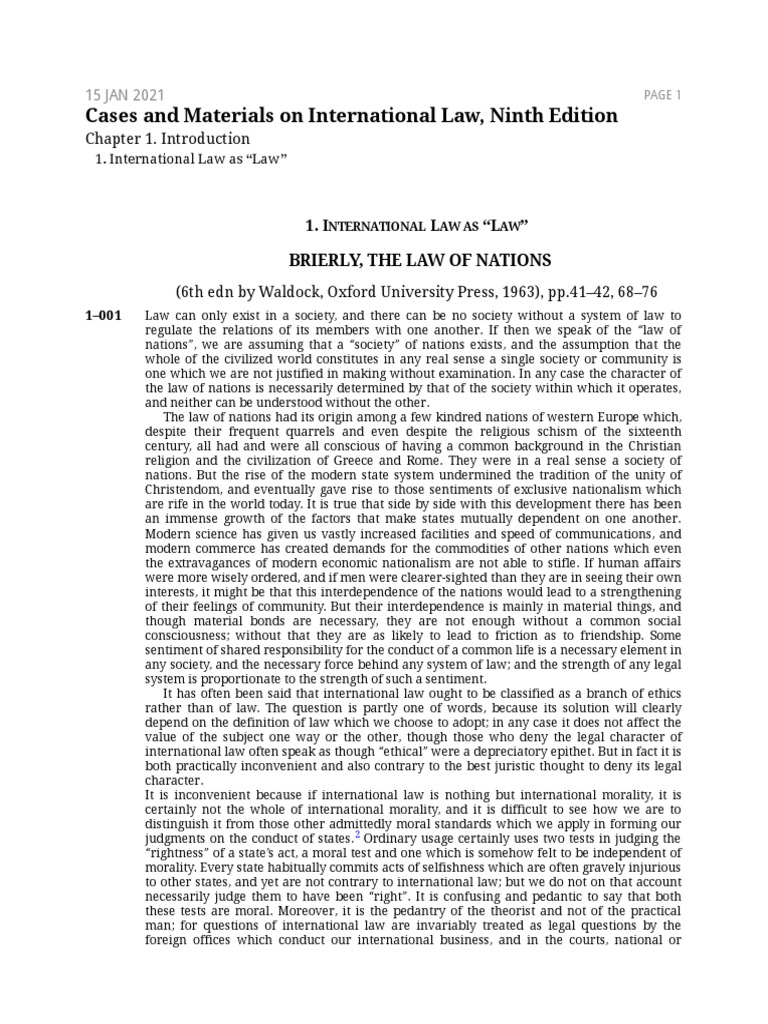 Cases and Materials On International Law, Ninth Edition: Brierly, The ...