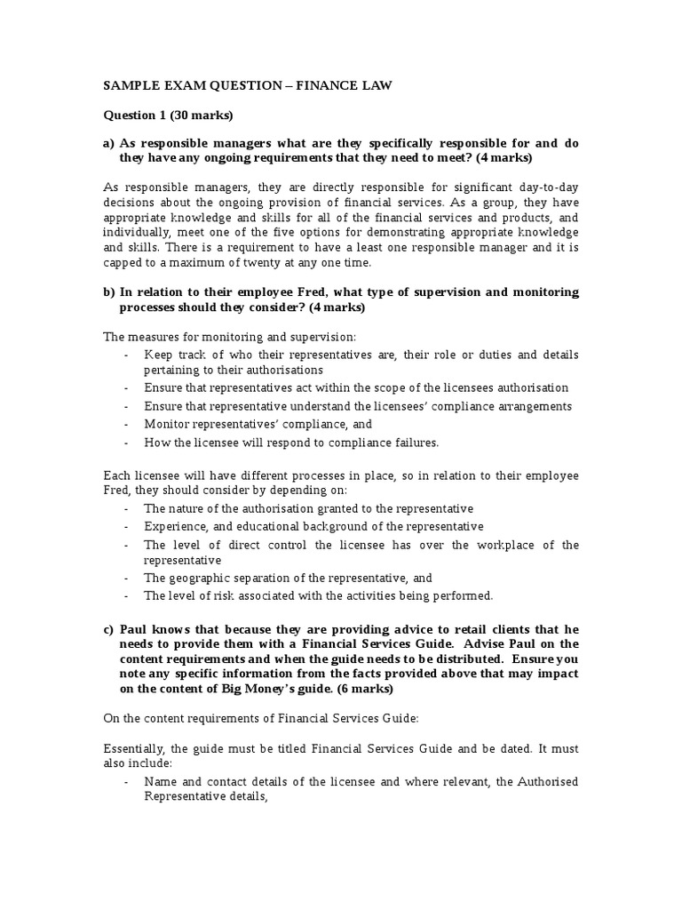 Finance Law - Sample Question 1 - 2 | Download Free PDF | Money ...