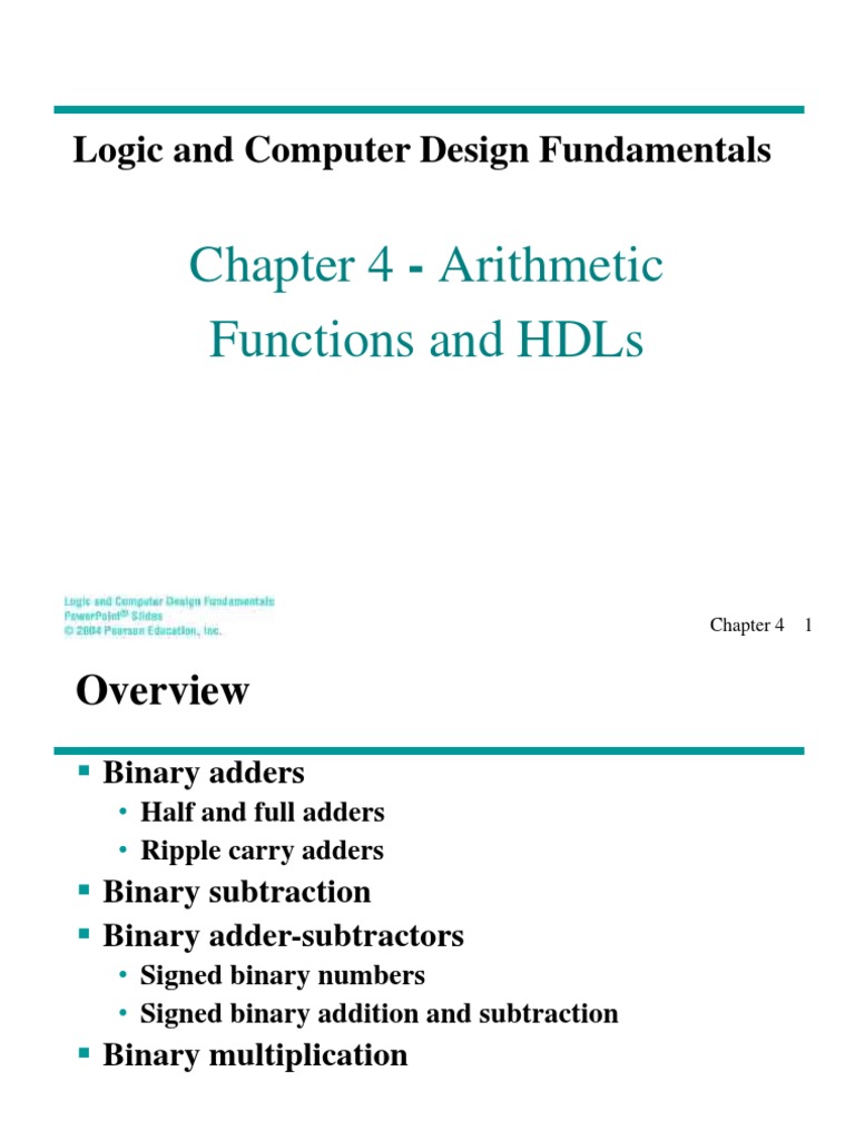 Logic and Computer Design Fundamentals Chapter 4 - Arithmetic Functions ...