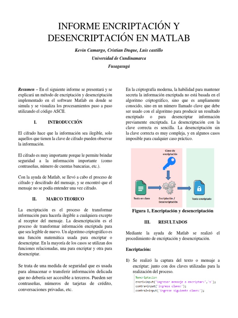 Encriptación en MATLAB | PDF | Criptografía | Cifrado