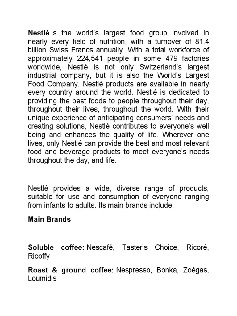 Nestle Project Assignment | PDF | Sales | Nestlé