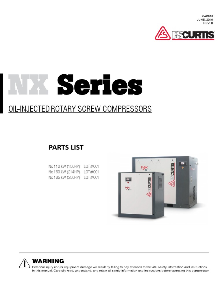 CURTIS Nx110 To 185 ROTARY SCREW PARTS LIST | PDF | Valve | Tools