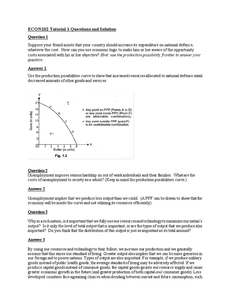 ECON102 Tutorial 1 Questions and Solution SP 2021 | PDF | Supply And Demand | Economic Equilibrium