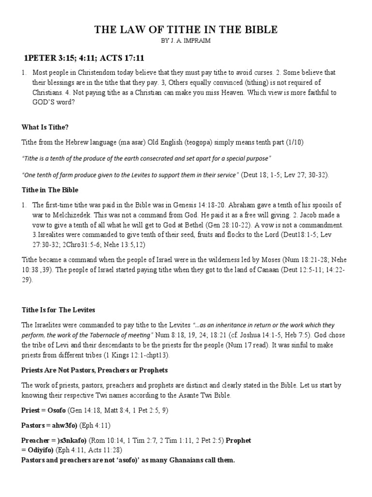 The Law of Tithe in The Bible | PDF | Tithe | Israelites