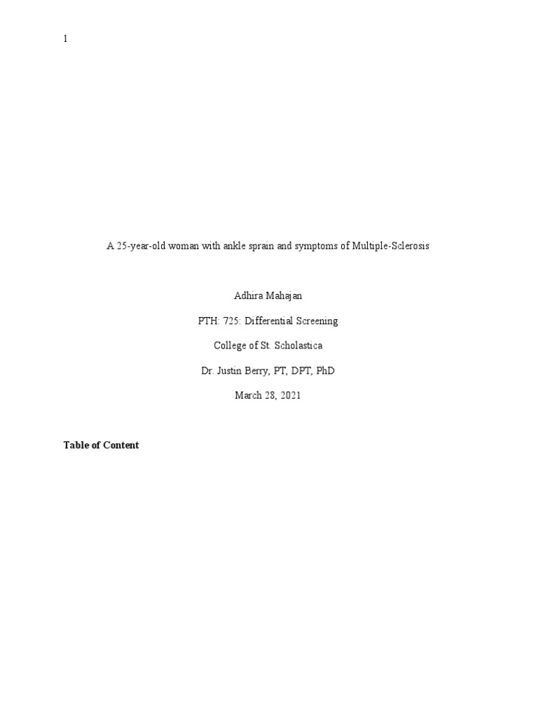 PTH 725 - Multiple-Sclerosis-Case Study | PDF | Foot | Anatomical Terms ...