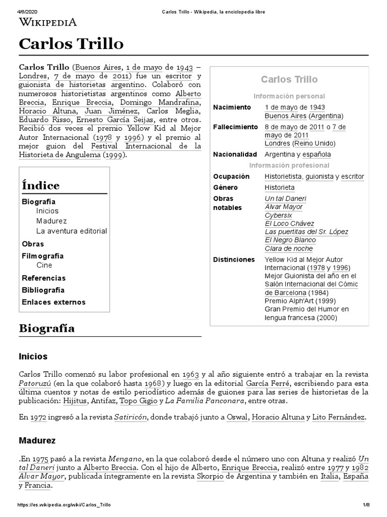 Carlos Trillo - Wikipedia, La Enciclopedia Libre | PDF | Cómics ...