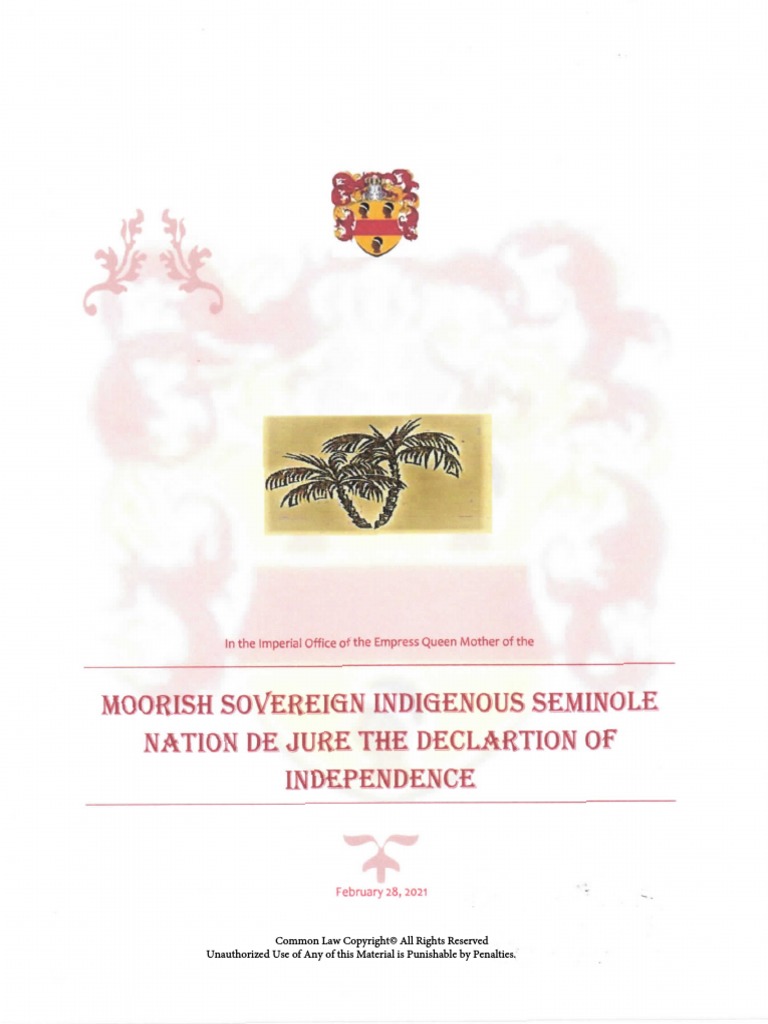 M S I Seminole Tribal Nation Declaration of Independence | PDF ...