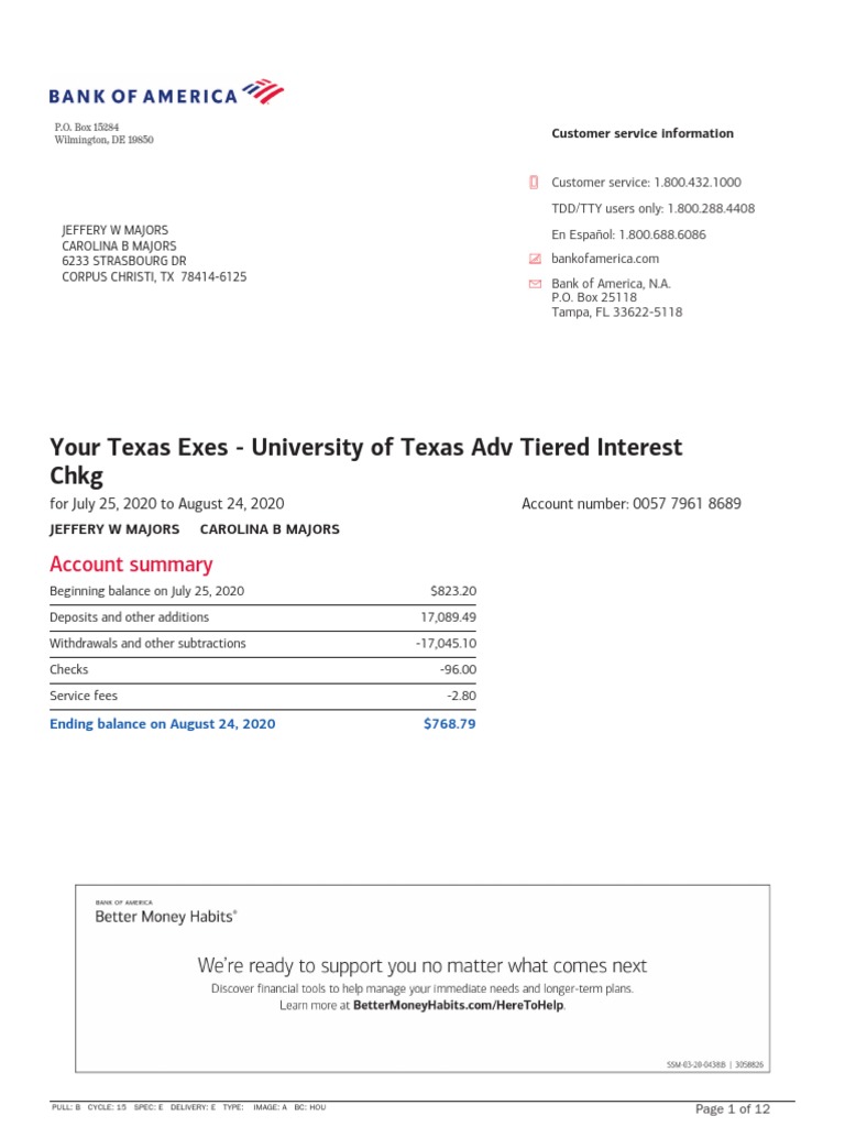 Your Texas Exes - University of Texas Adv Tiered Interest CHKG | PDF ...