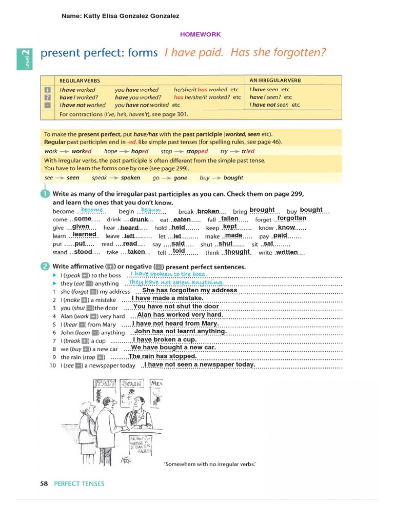 HOMEWORK Present Perfect | PDF