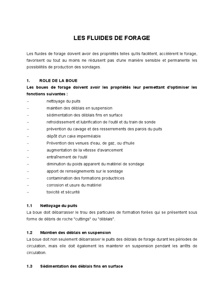 Chap IV Les Fluides de Forage | PDF | Forage | Fluide