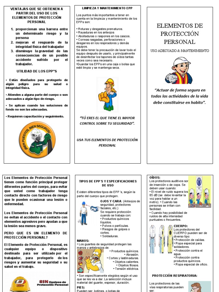 Folleto Uso de Epp | PDF | Guante | Médico de atención primaria
