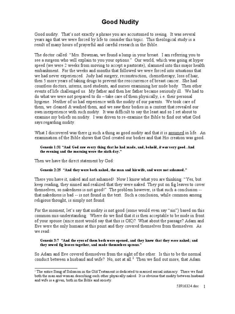 Good Nudity | PDF | Nudity | Adam And Eve