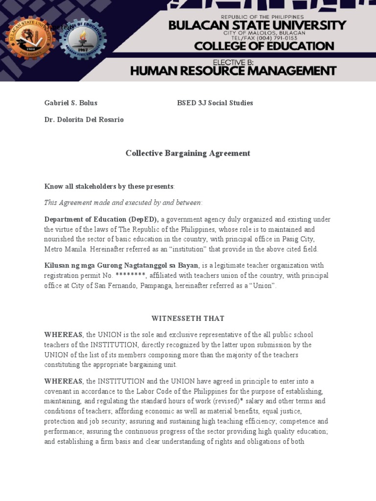 Collective Bargaining Agreement: (Type Text) | Download Free PDF ...