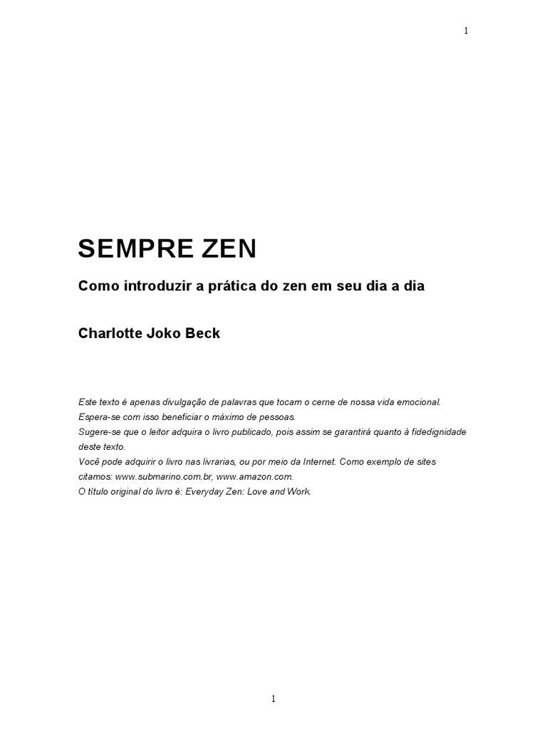 Budismo - Zen - Charlotte Joko Beck - Sempre Zen | PDF