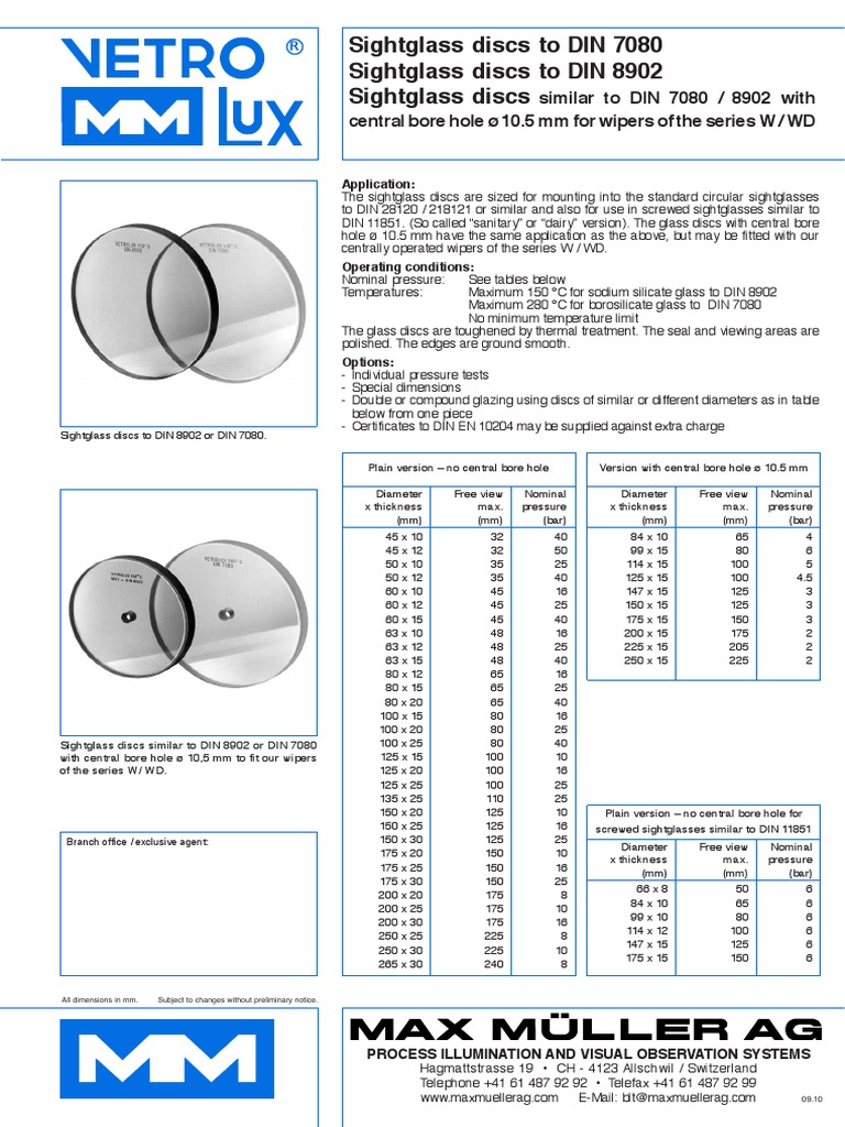Sightglass Discs To DIN 7080 Sightglass Discs To DIN 8902 Sightglass ...