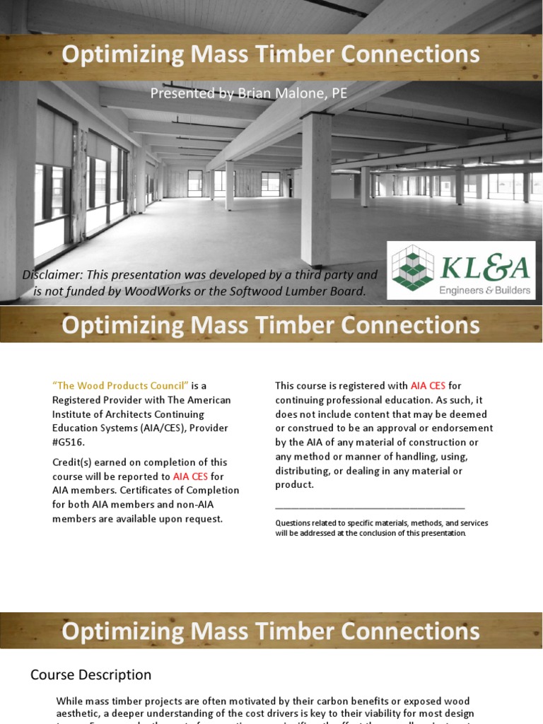 Presentation - Slides MALONE Mass Timber Connections Webinar 210609 ...