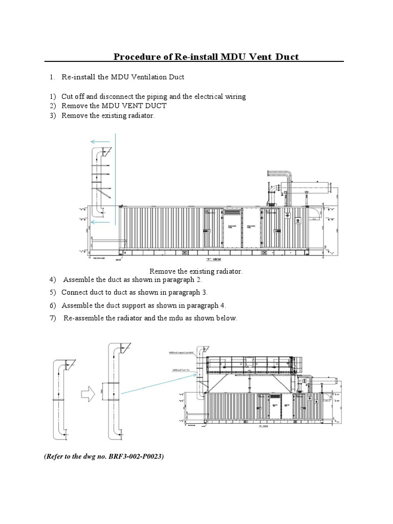 Procedure of Re-Install MDU Vent Duct | PDF | Duct (Flow) | Machines