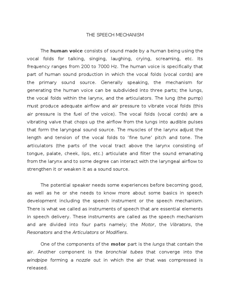 THE SPEECH MECHANISM | PDF | Human Voice | Phonetics