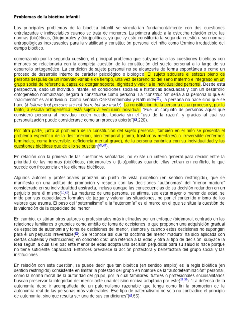Problemas de La Bioética Infantil | PDF | Bioética | Moralidad