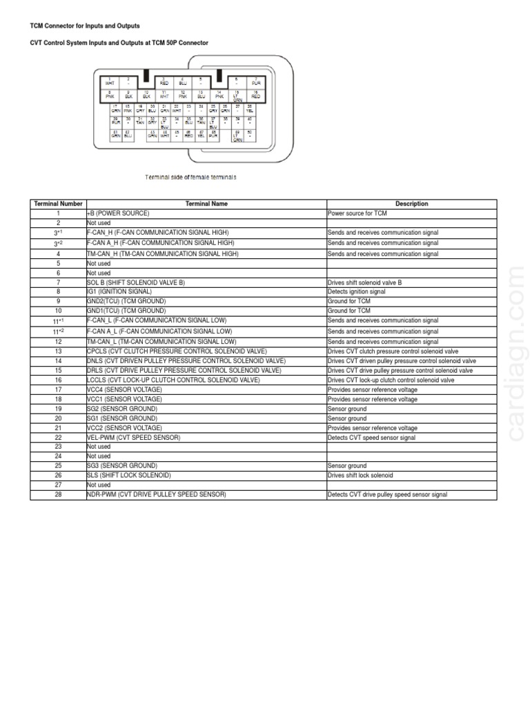 TCM Connector For Inputs and Outputs | PDF | Transmission (Mechanics ...