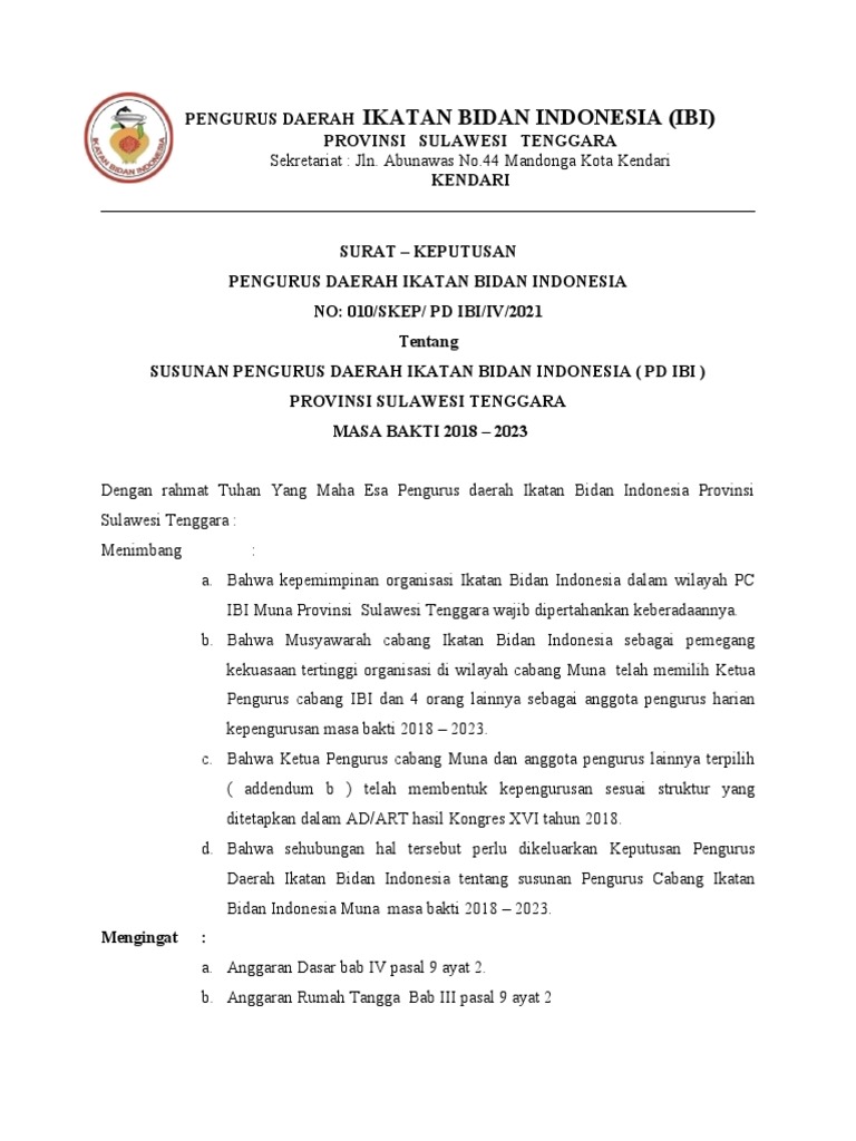 SK Ketua Cabang IBI | PDF