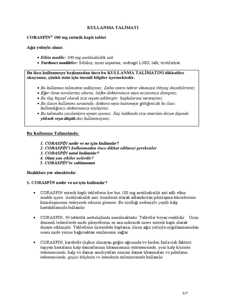 Coraspin 100mg KT | PDF