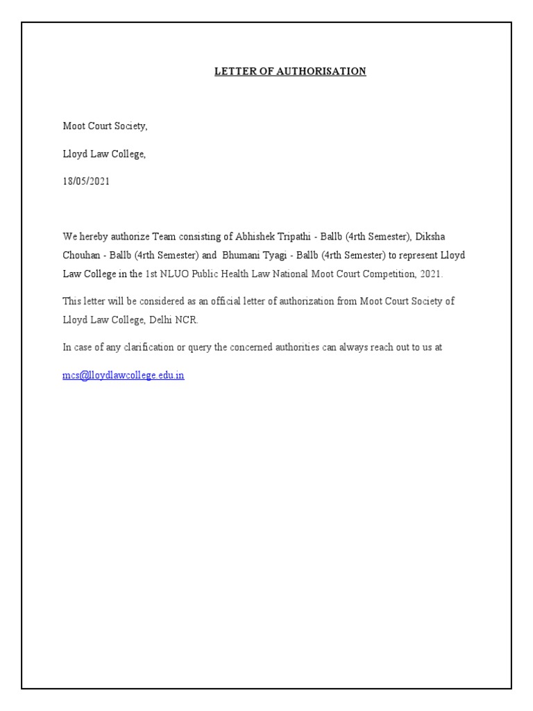 Letter of Authorisation | PDF