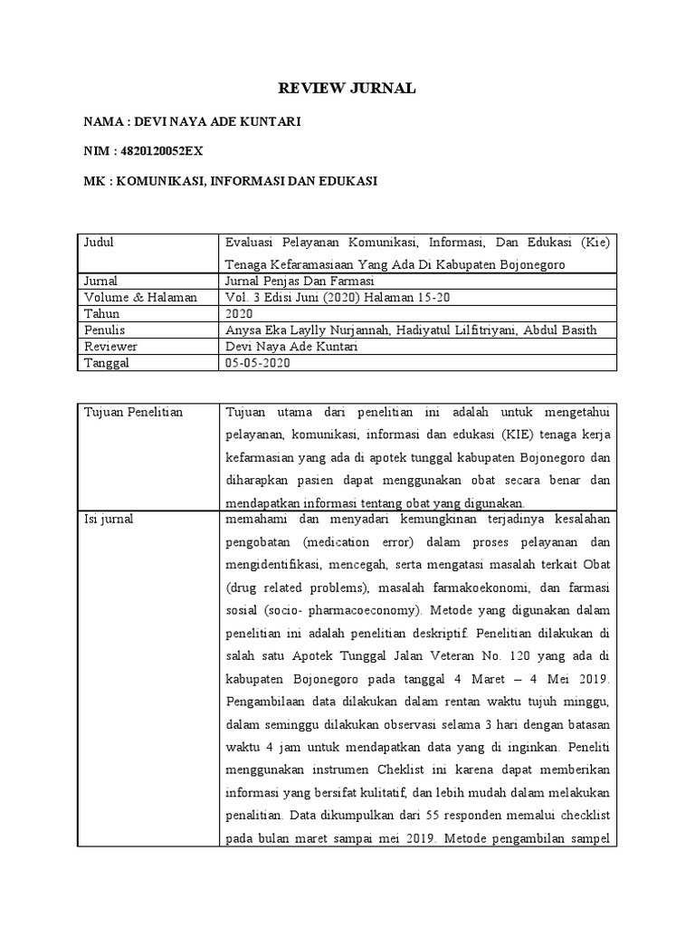 CONTOH REVIEW JURNAL Docx | PDF