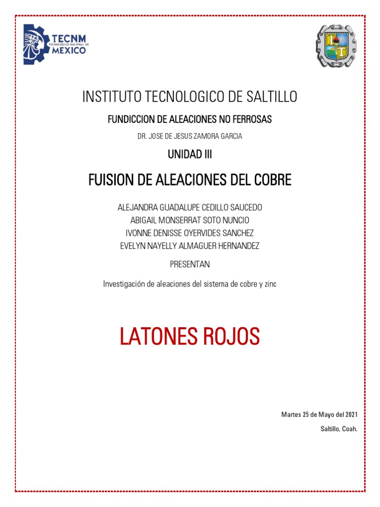 Investigacion Latones Rojos | PDF | Latón | Cobre