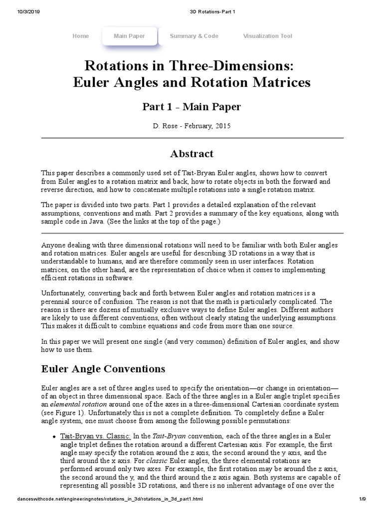 3D Rotations-Part 1 | PDF | Cartesian Coordinate System | Rotation