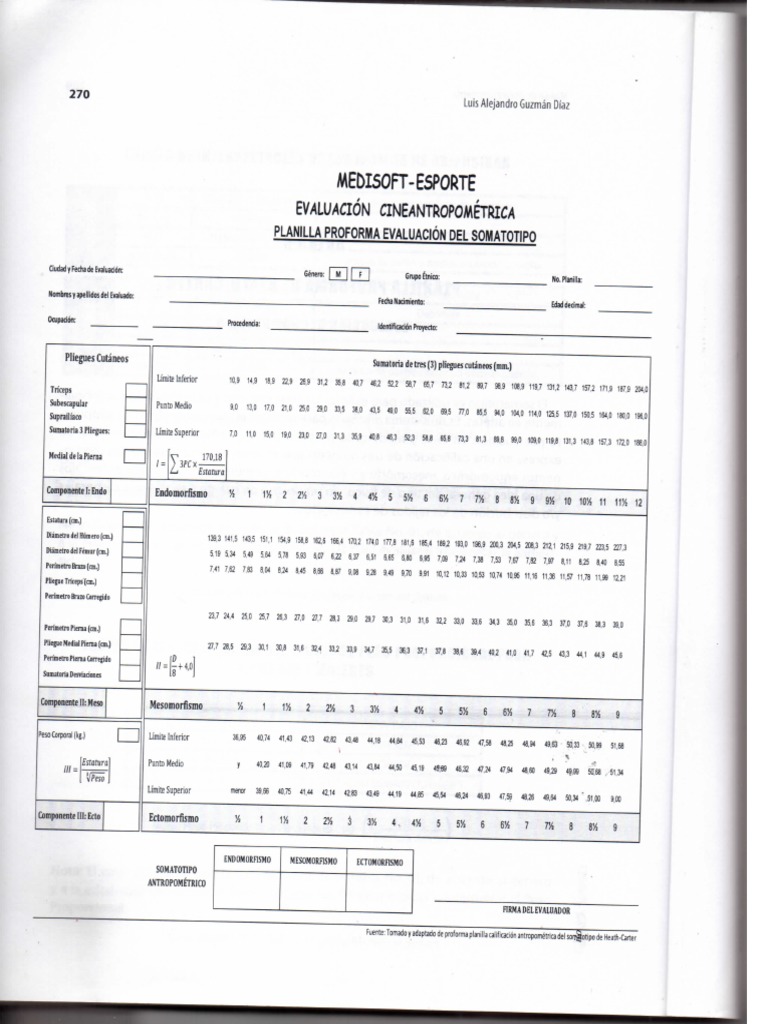Planilla Somatotipo | PDF