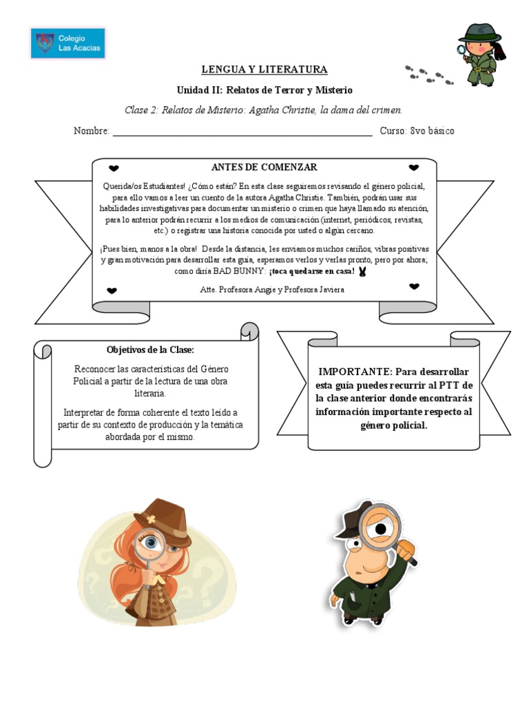 Guia De Trabajo N 2 Pdf Agatha Christie Misterio