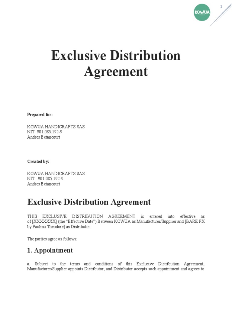 Exclusive Distribution Agreement | PDF | Justice | Crime & Violence