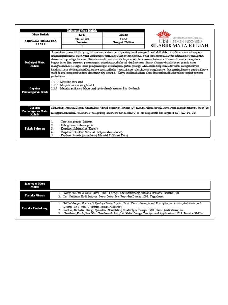 RPP - Nirmana Trimatra - 2020 | PDF