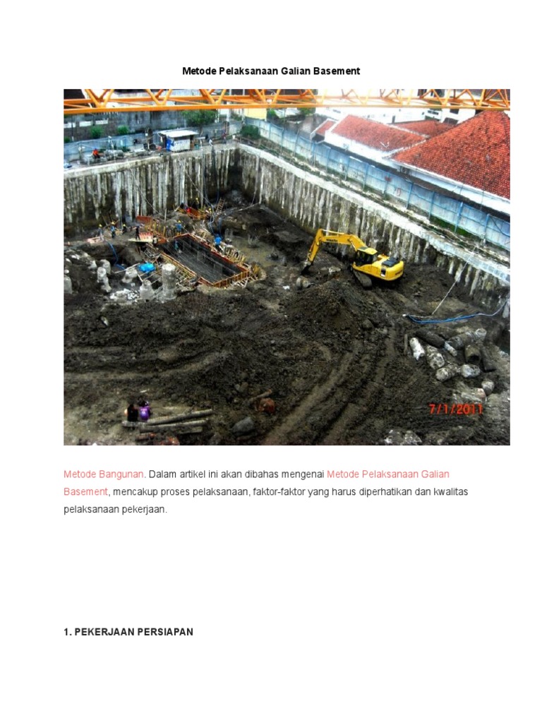 Metode Pelaksanaan Galian Basement | PDF