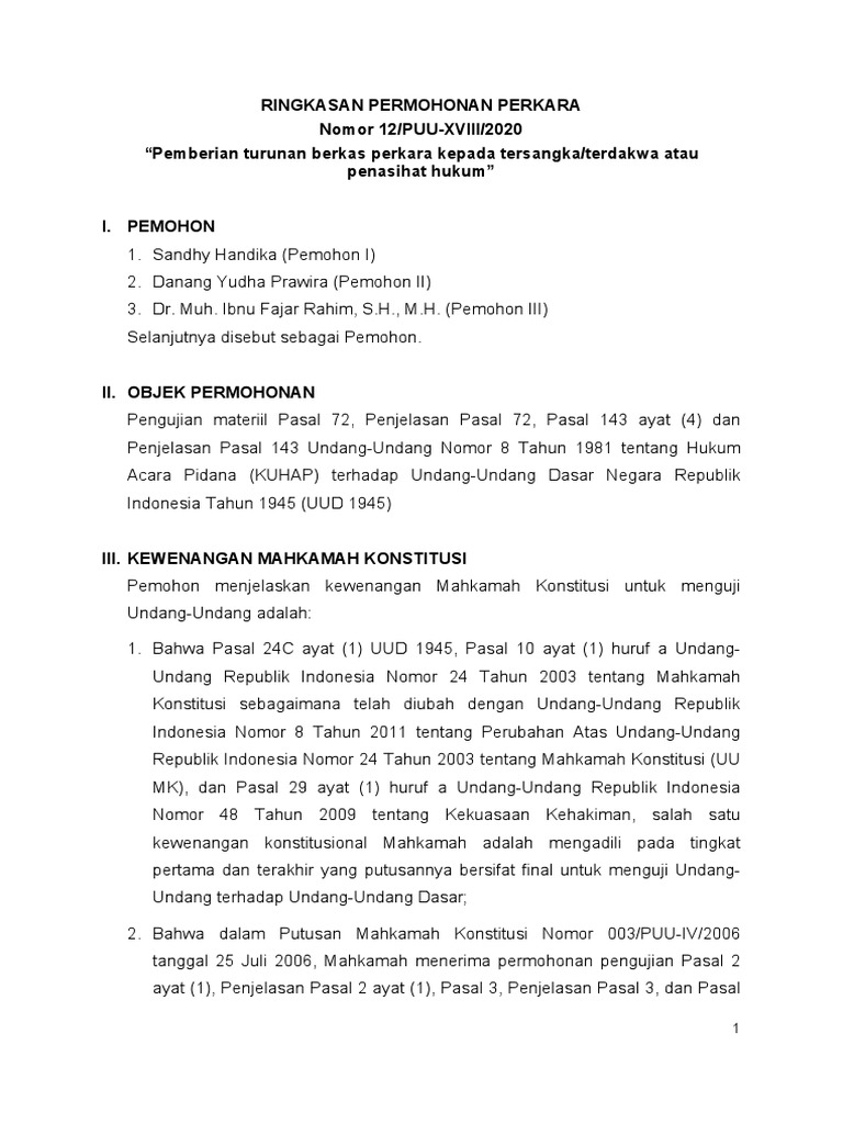 Resume Perkara 2077 Perkara No. 12 | PDF