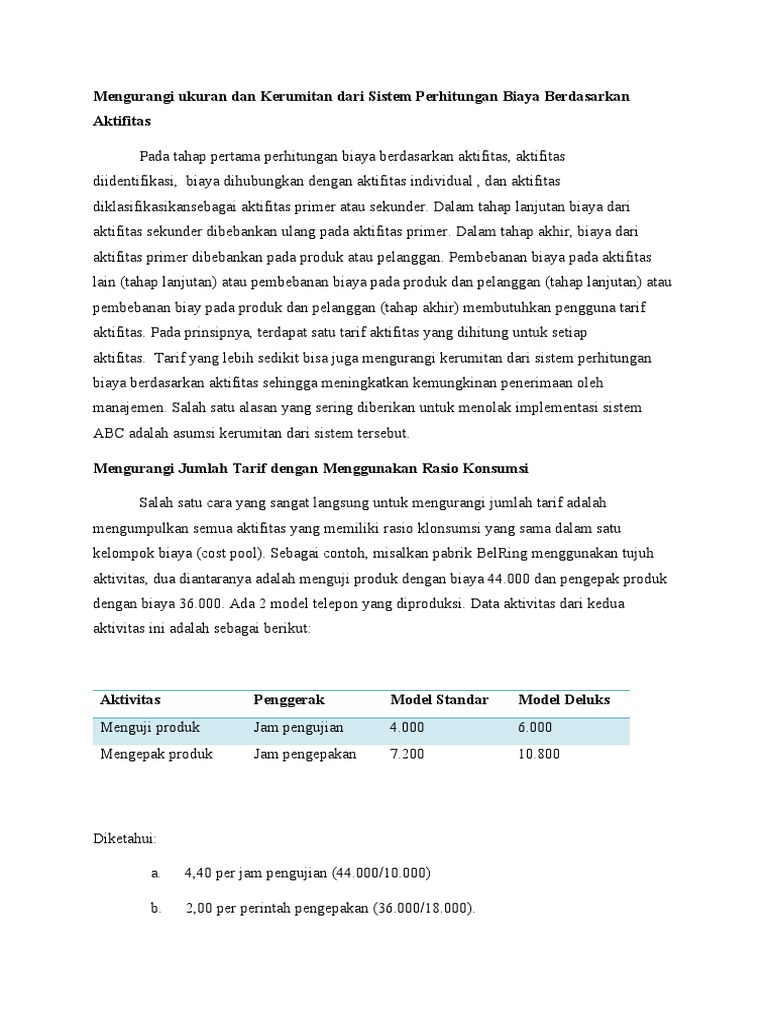 Mengurangi Ukuran Dan Kerumitan Dari Sistem Perhitungan Biaya ...