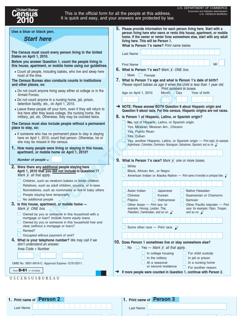 2010 Questionnaire Info | PDF | Race And Ethnicity In The United States ...