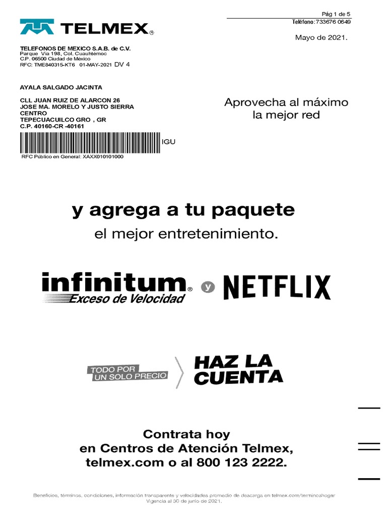 Recibo Telmex | PDF