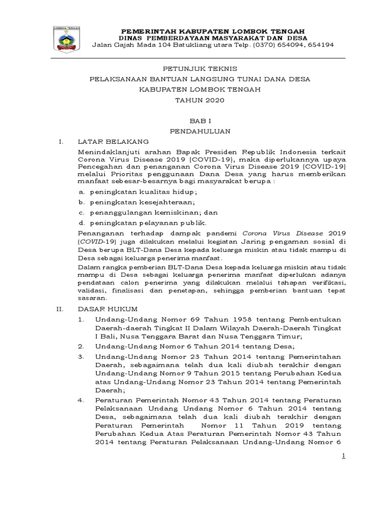 Juknis Penetapan BLT DD | PDF