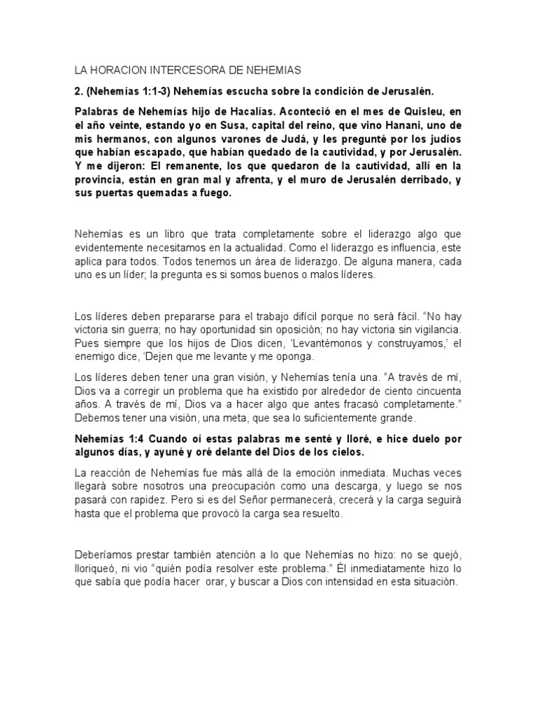 Oración Intercesora de Nehemías | PDF | Oración | Pecado