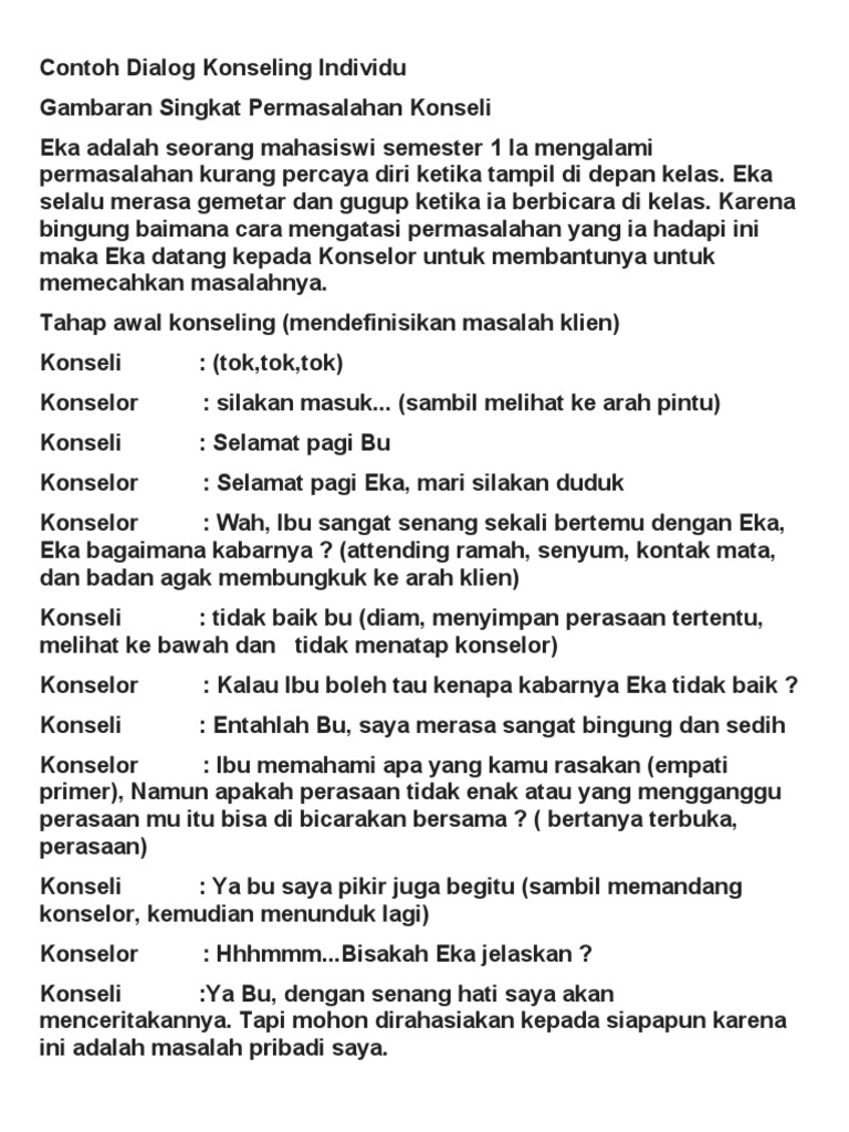 Contoh Dialog Konseling Individu | PDF