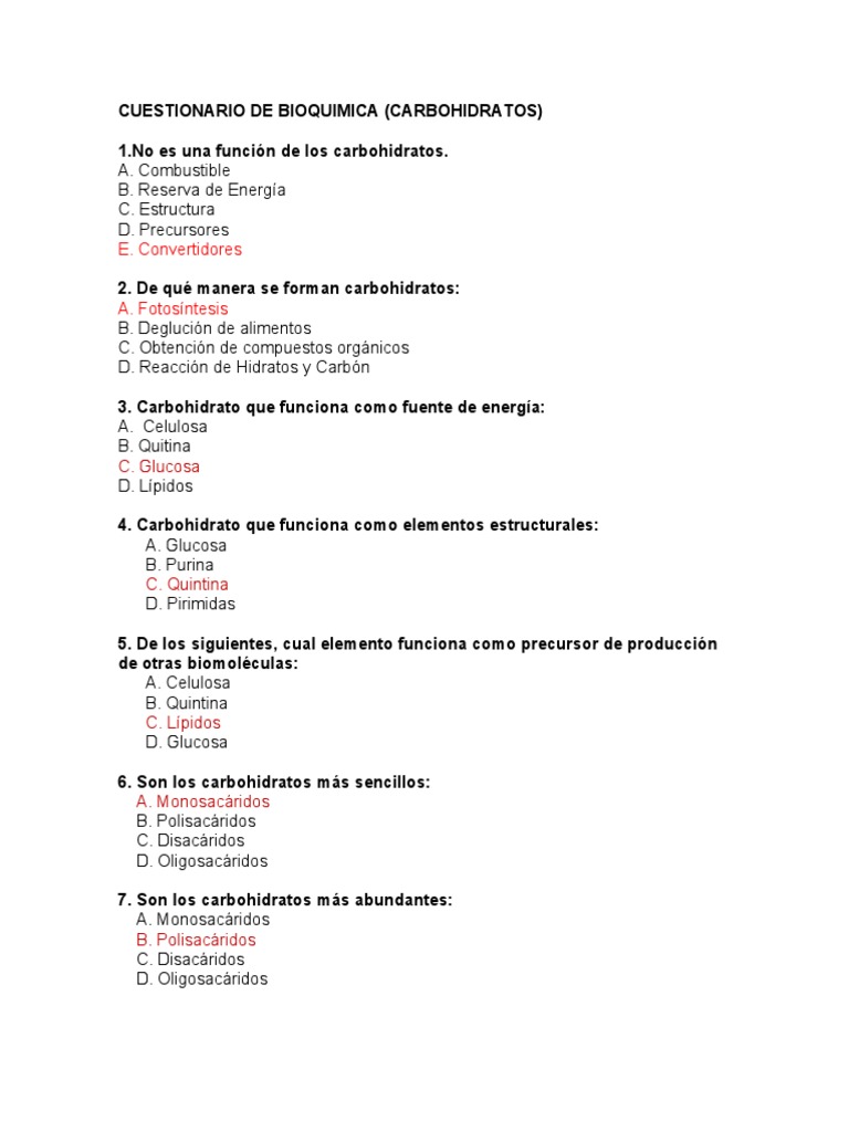 Cuestionario de Bioquimica | PDF