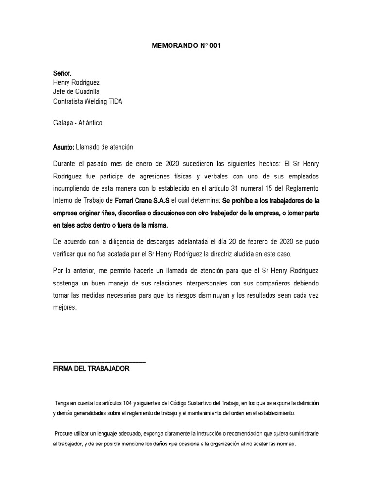 Memorando #001 | PDF