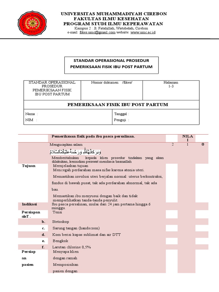 Sop Pemfis Post Partum | PDF