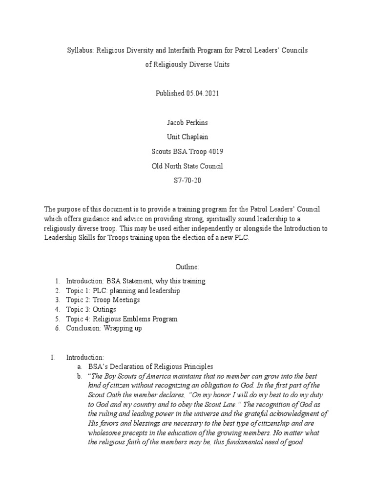 PLC Training | PDF | Boy Scouts Of America | Religion And Belief