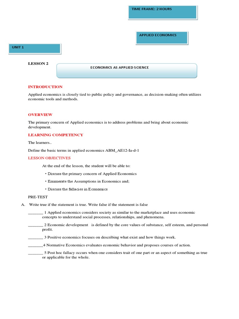 Econ As Applied Science | PDF | Fallacy | Economics